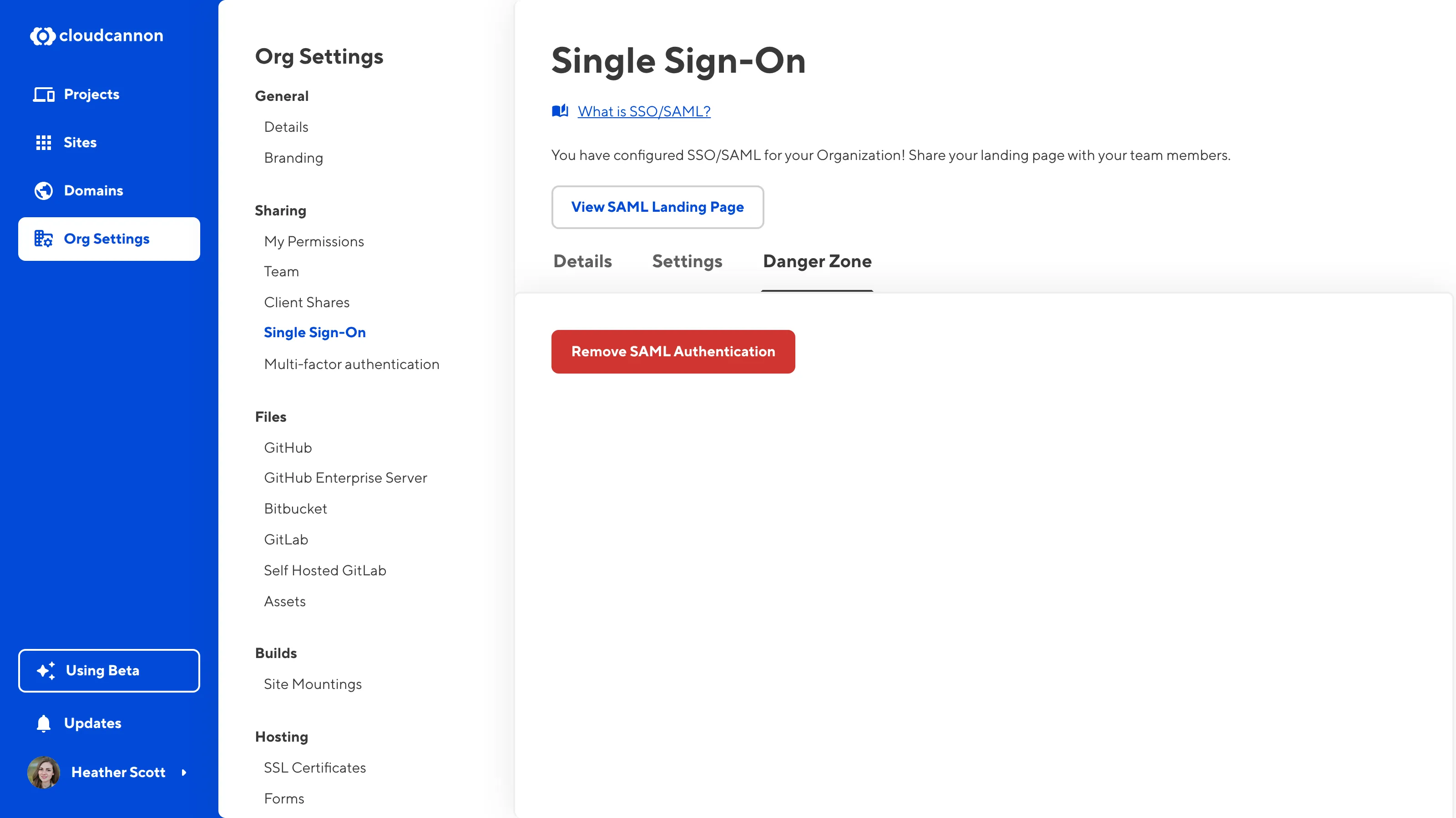 Manage your SSO settings | CloudCannon Documentation