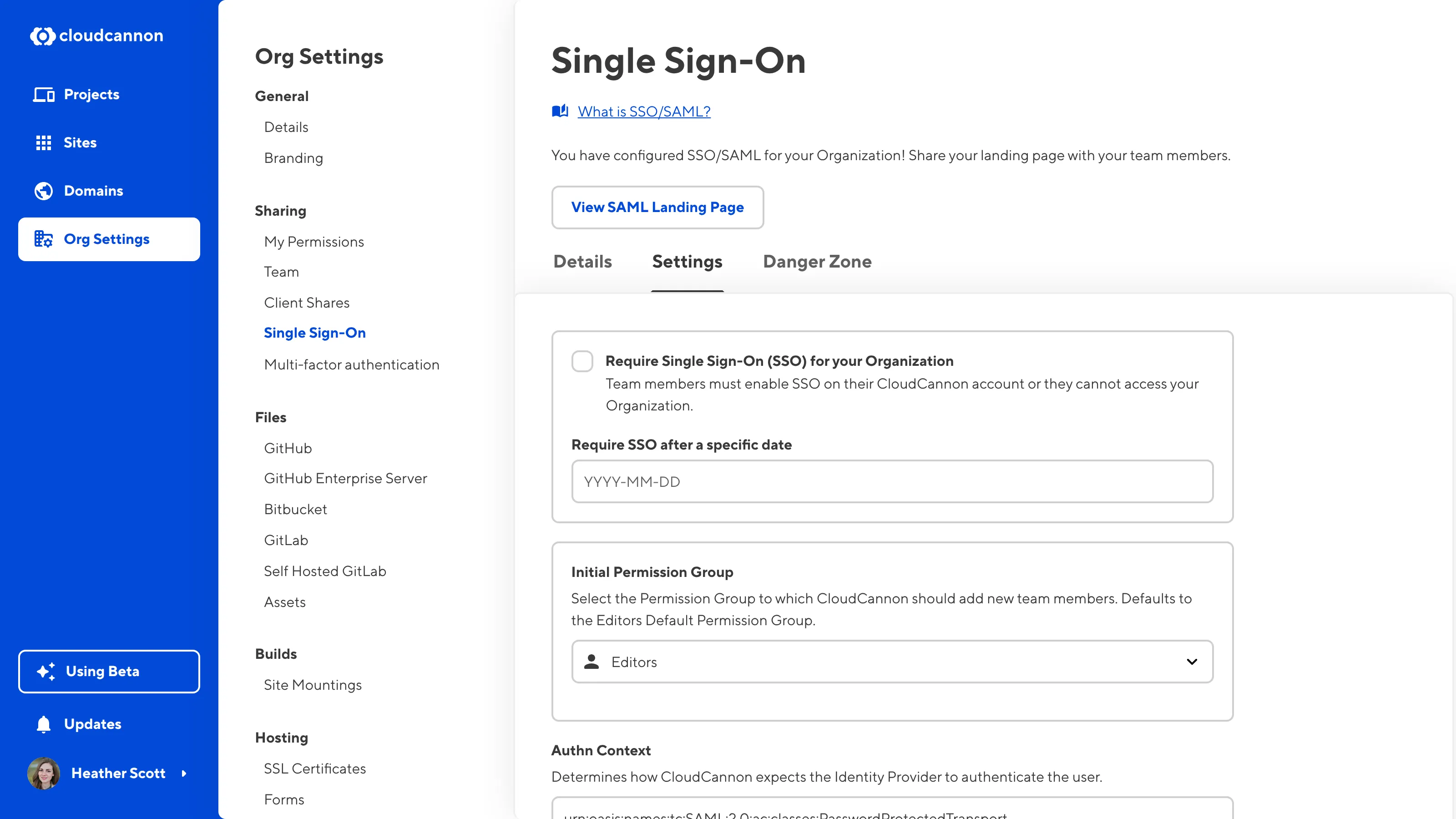 Manage your SSO settings | CloudCannon Documentation